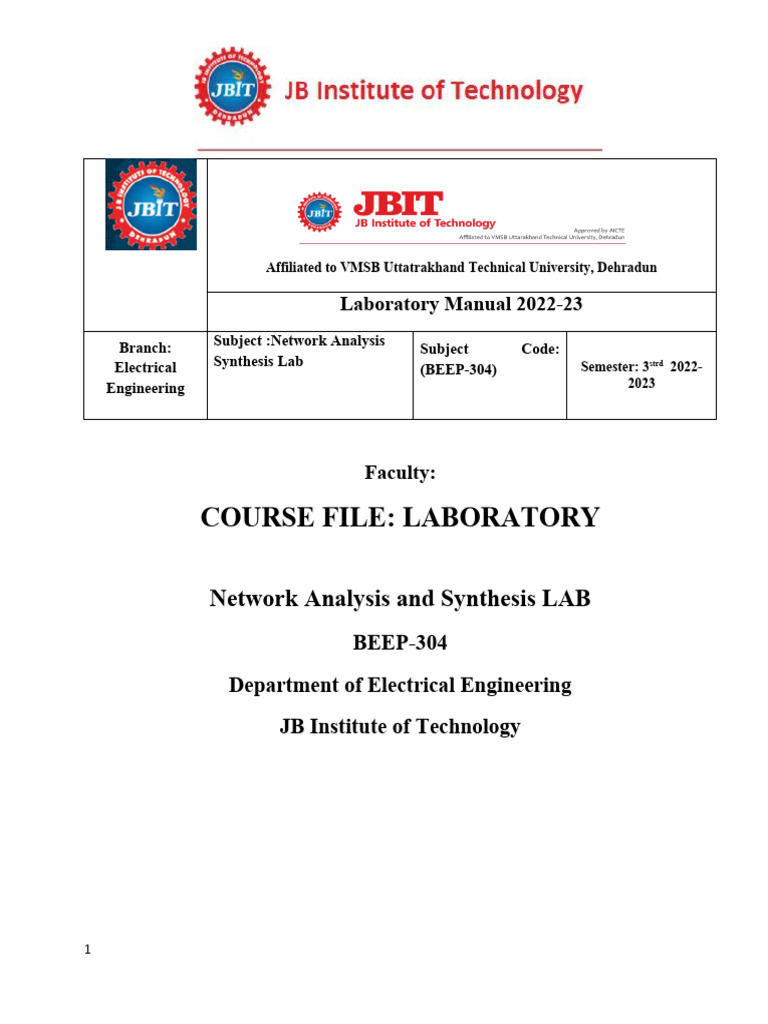 NAS Lab Manual New | PDF | Electrical Network | Network Analysis (Electrical Circuits)