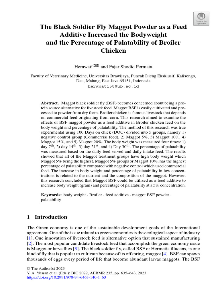 The Black Soldier Fly Maggot Powder As A Feed Additive Increased The ...