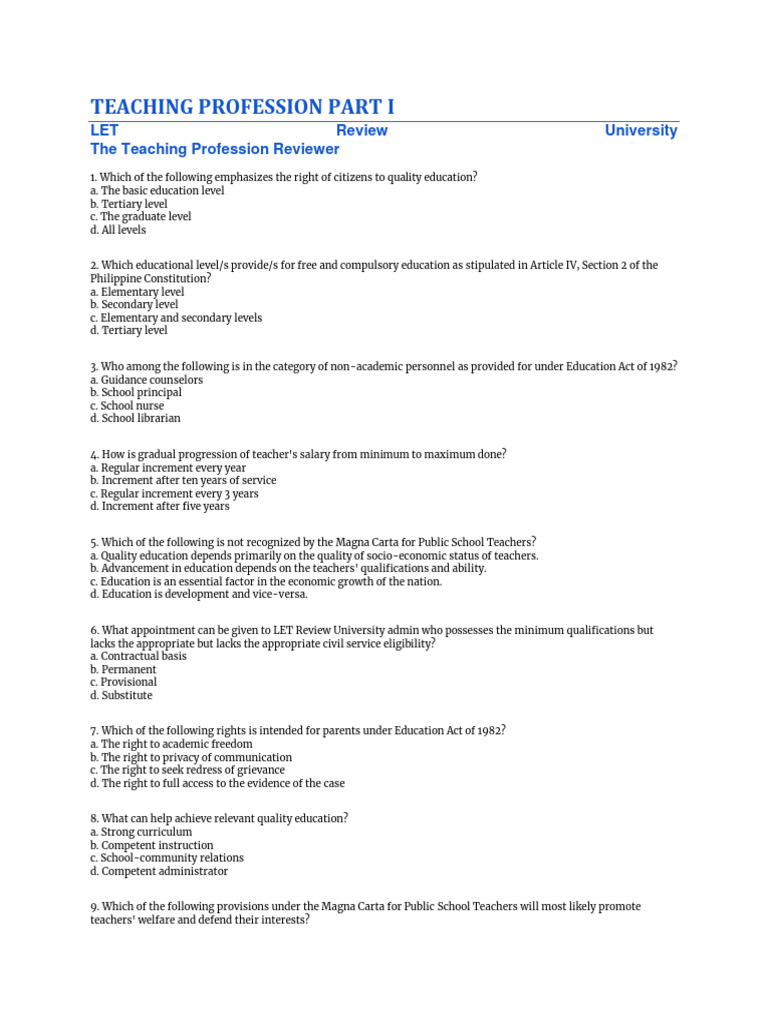 The Teaching Profession Part 1 | PDF | Teachers | Schools