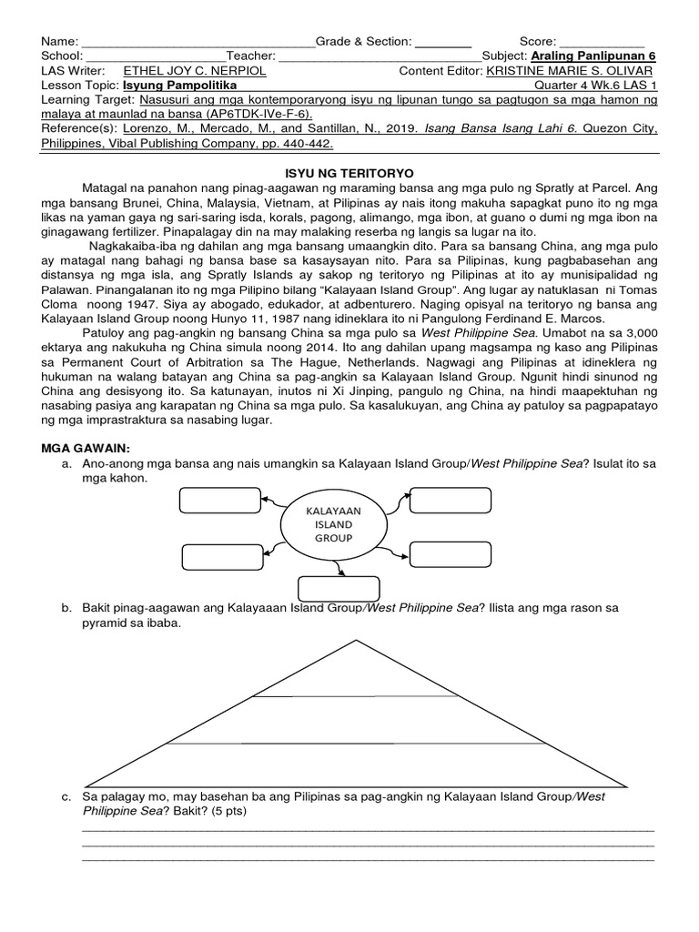 Ap 6 Quarter 4 Week 6 Las 1 | PDF