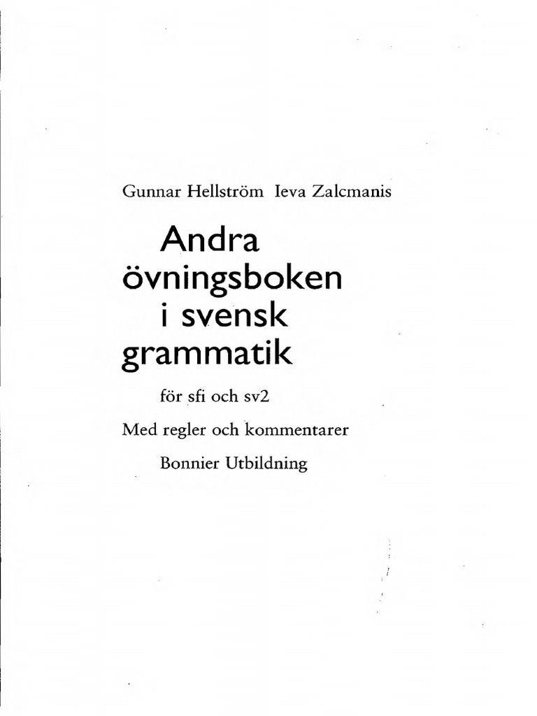 Andra Vningsboken I Svensk Grammatik 1 Upplnbsped 9162214926 ...
