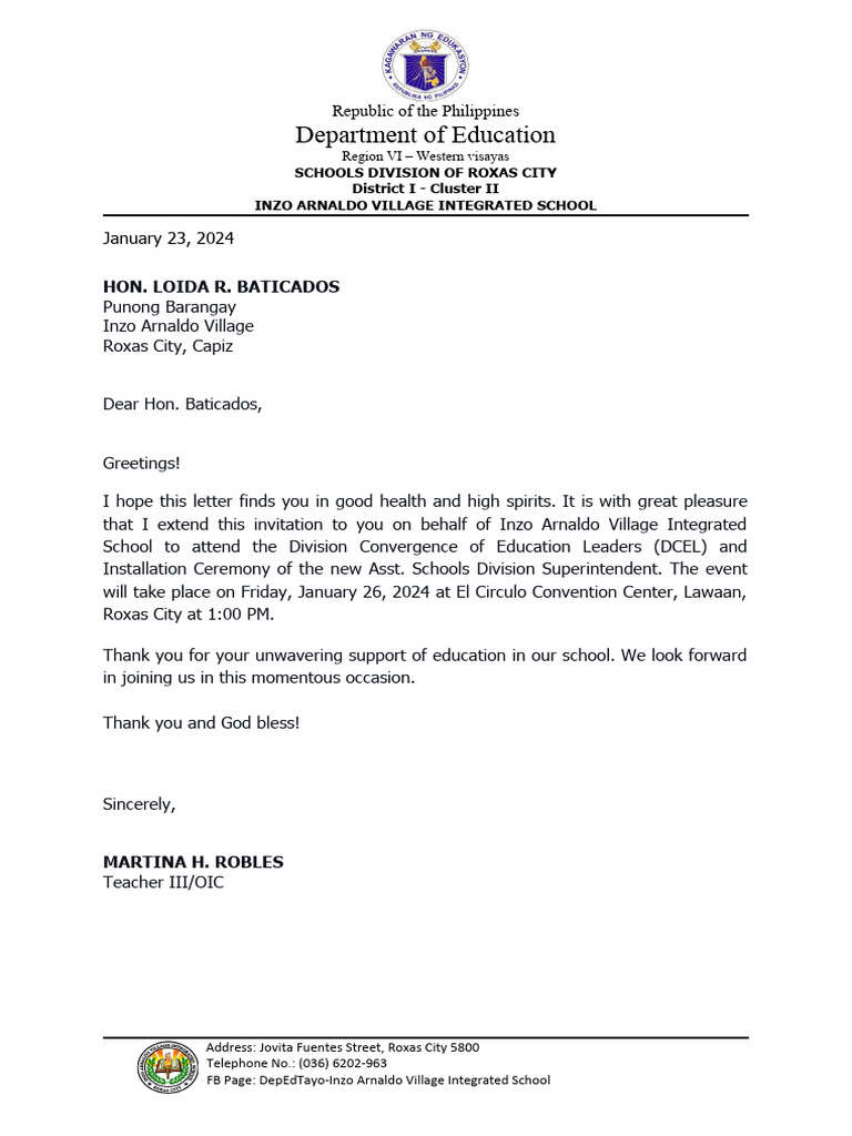 Letter Sir Brgy Captain | PDF