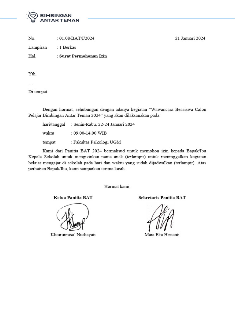 Surat Permohonan Izin | PDF