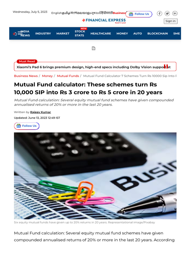 Mutual Fund Calculator - These Schemes Turn Rs 10,000 SIP Into Rs 3 ...