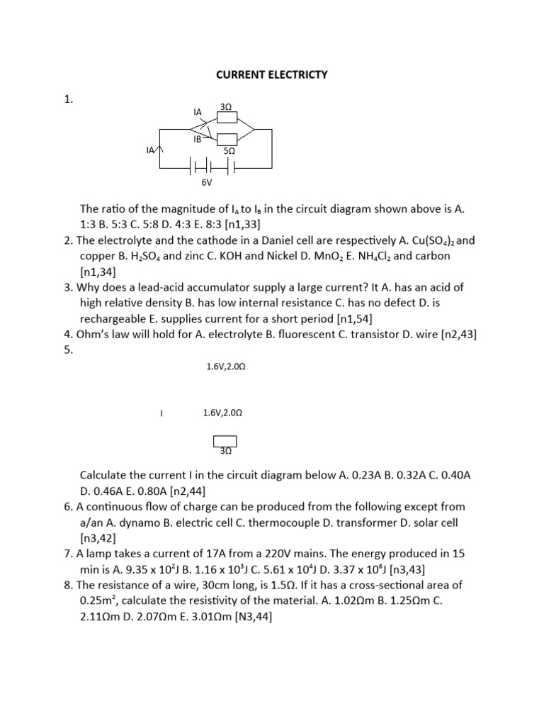 PQ - Current Electricty 150 | PDF | Voltage | Electrical Resistance And ...