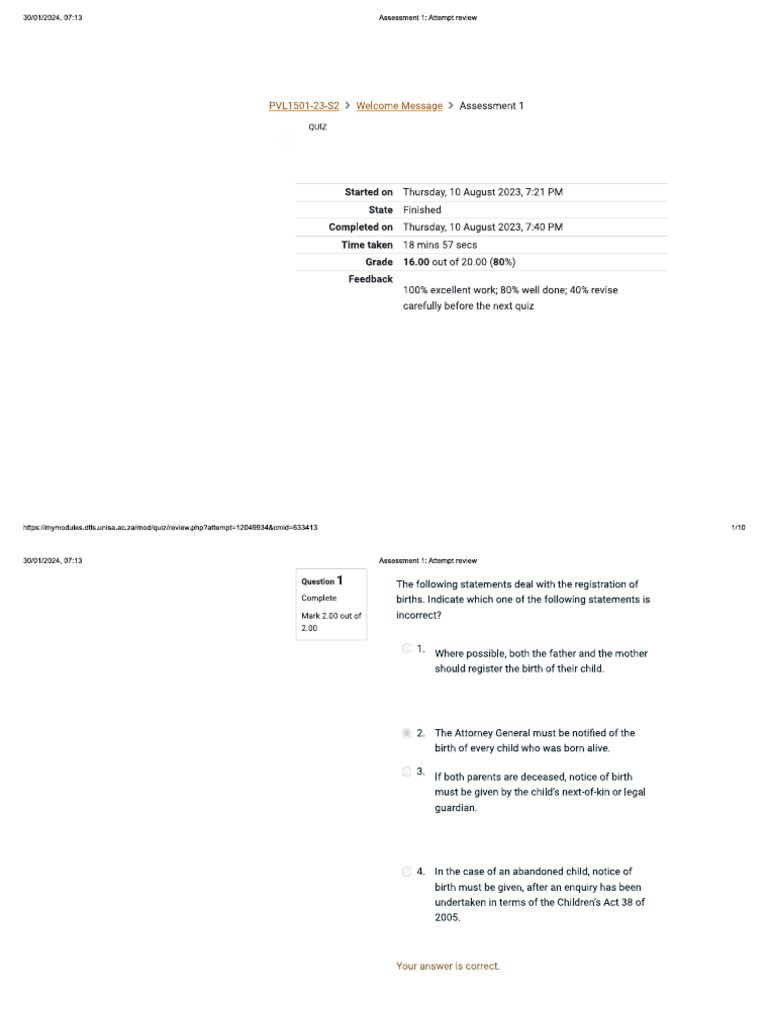 PVL 1501 Assignment 1 Quiz | PDF