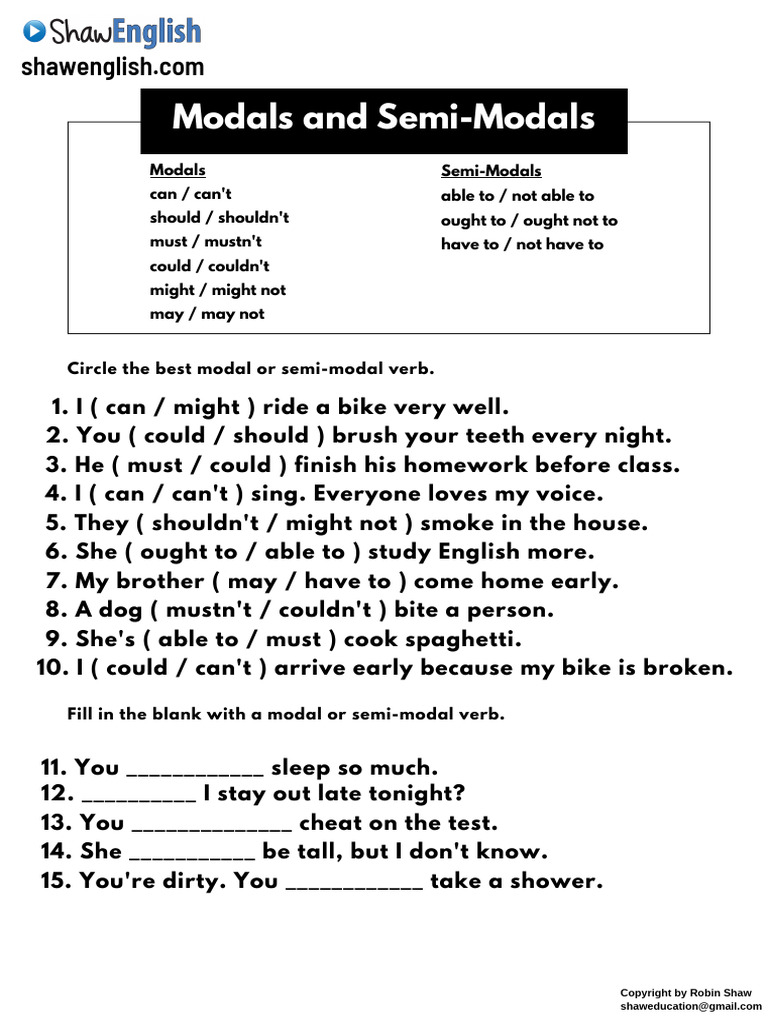 Learn English Modals and Semi Modals | PDF | Language Arts & Discipline