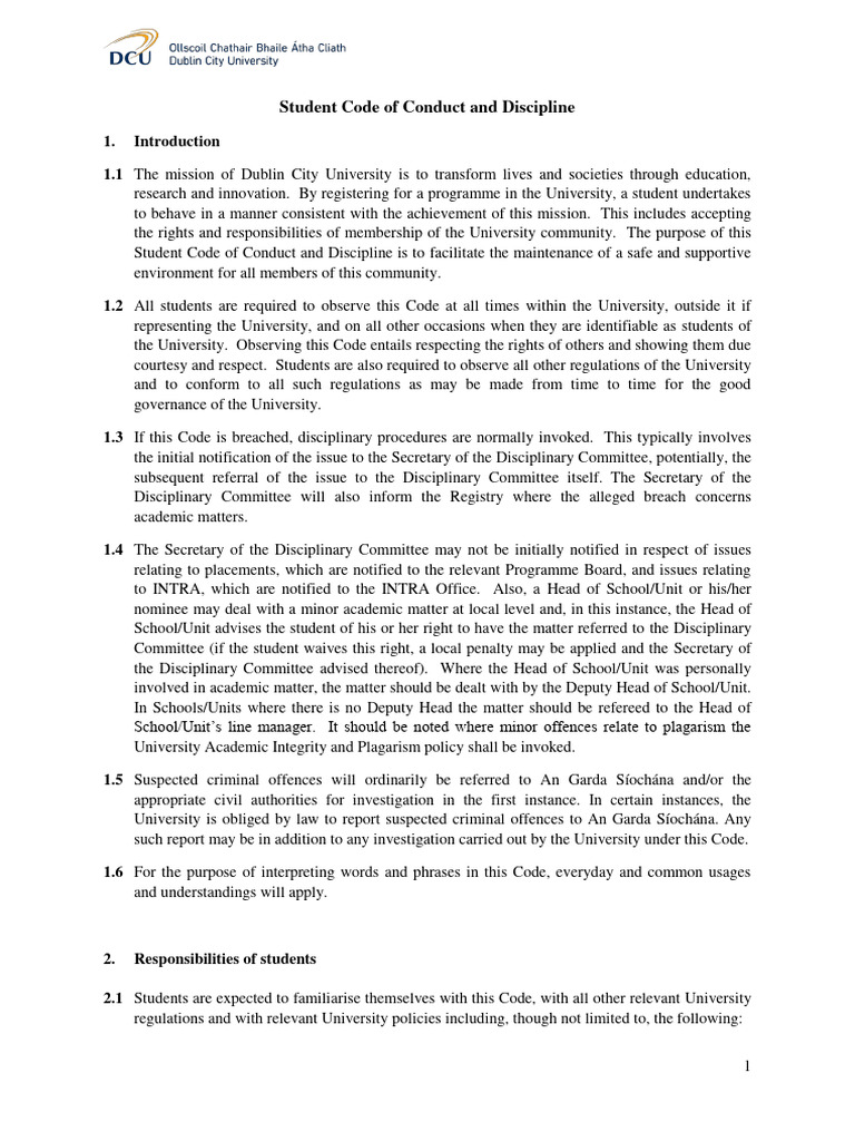 165 - Student Code of Conduct v3.0 | PDF