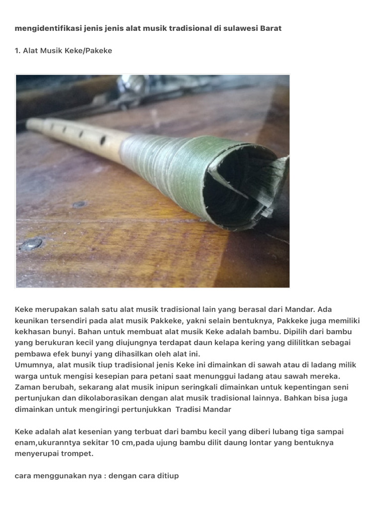 Alat Musik Tradisional Sulawesi Barat | PDF | Puisi