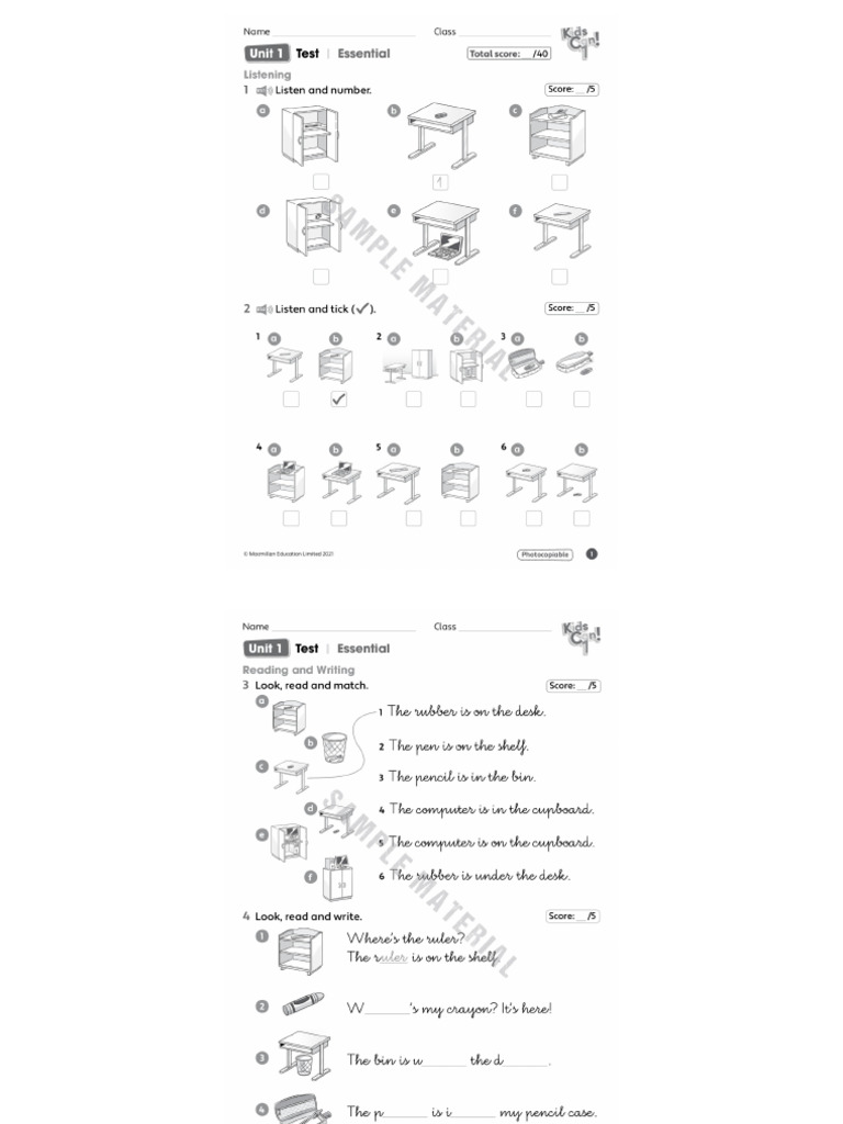 Samples Kids Can 1 Test - Macmillan - Macmillan | PDF