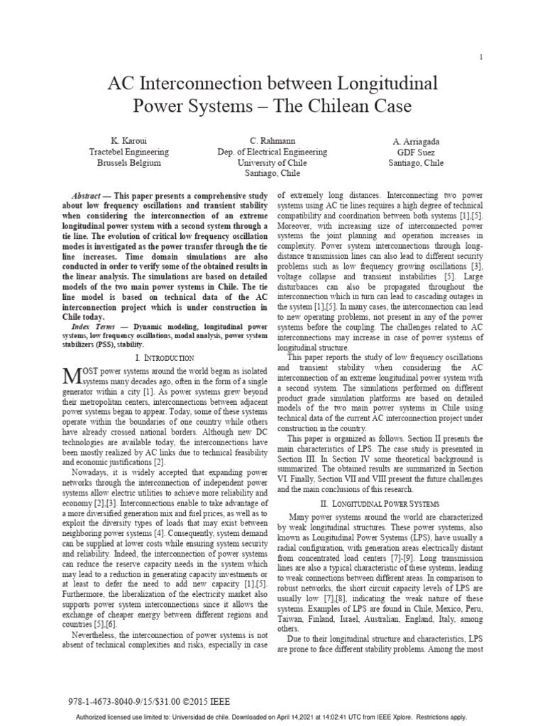AC Interconnection Between Longitudinal | PDF | Electric Power ...