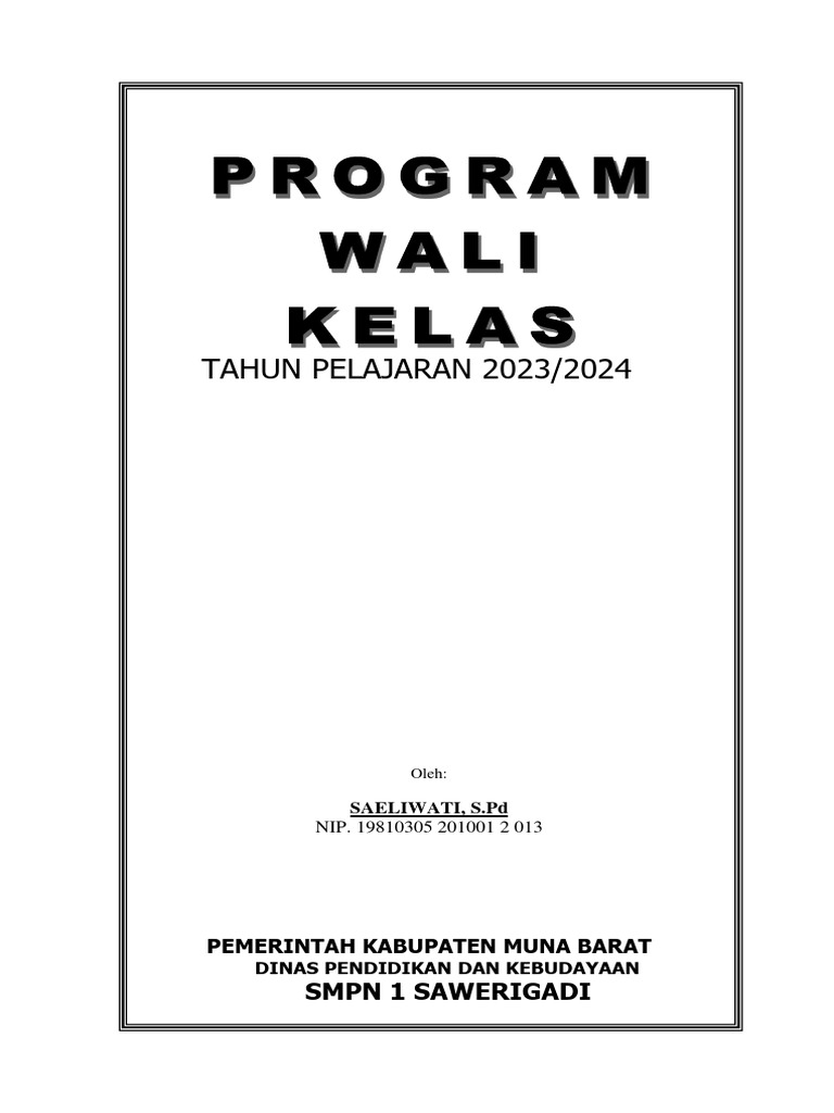 Program Kerja Wali Kelas | PDF