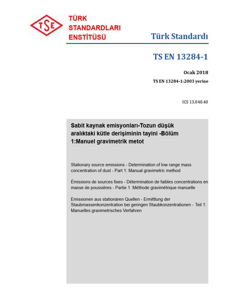 TS EN 13284-1 PDF (Eng) | PDF | Science & Mathematics | Technology ...