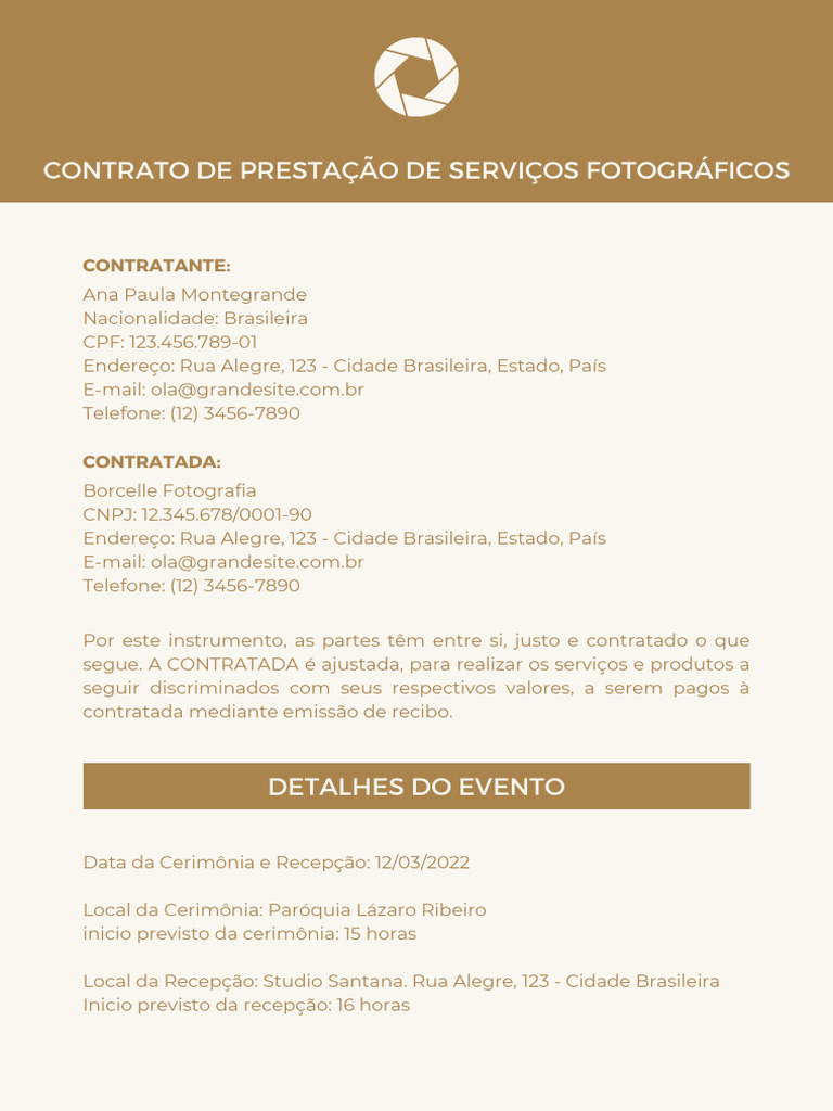 Modelo de Contrato Legal Design Fotógrafa | PDF