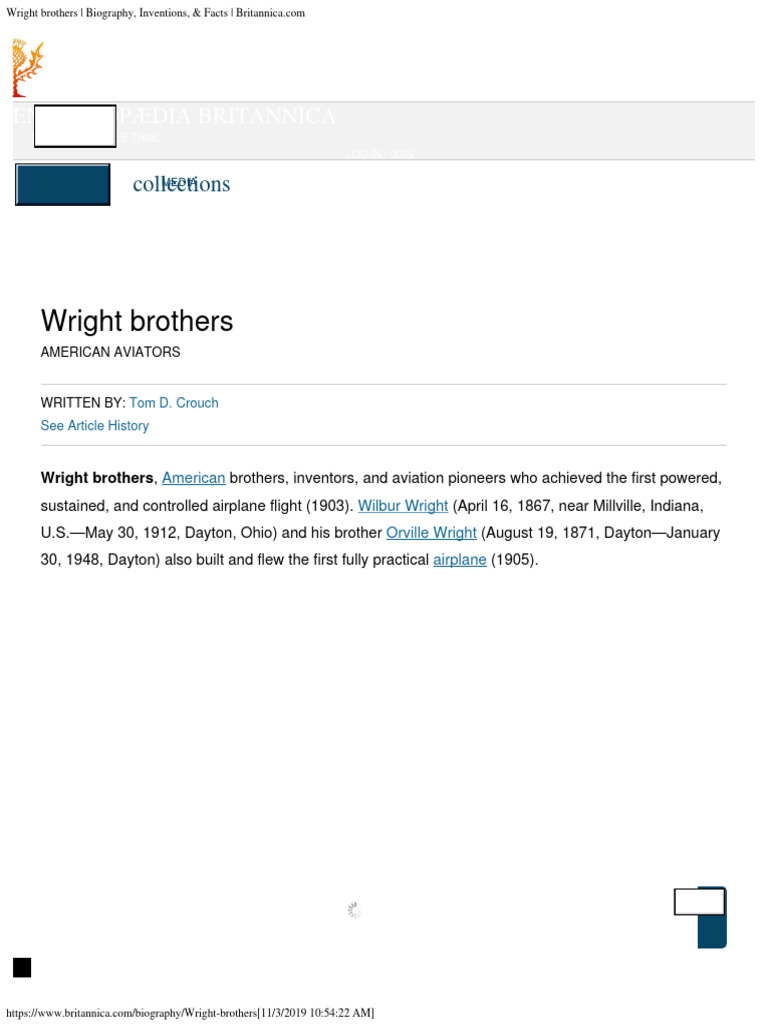 Aviation Pioneers: Wright Brothers | PDF | Wright Brothers