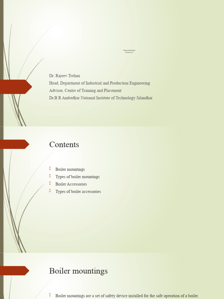 Steam Generators Lecture No.-3 | PDF | Boiler | Valve