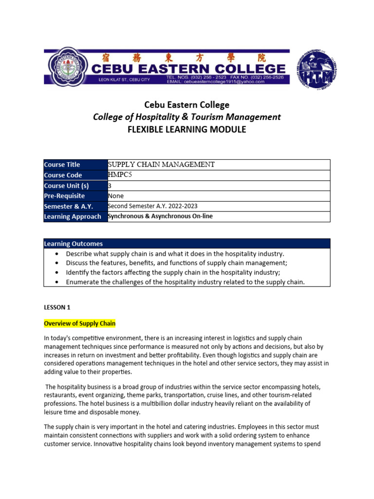 Supply Chain Module Lesson 12 | PDF | Supply Chain | Supply Chain ...
