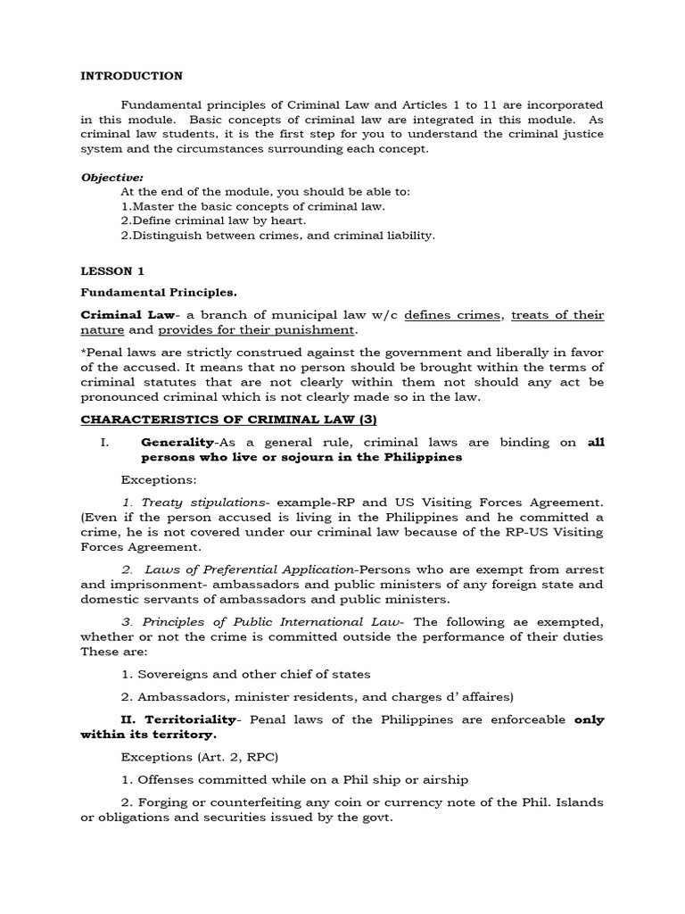 MODULE 1 Crim Law BOOK 1feb 2021 | PDF | Intention (Criminal Law) | Crimes