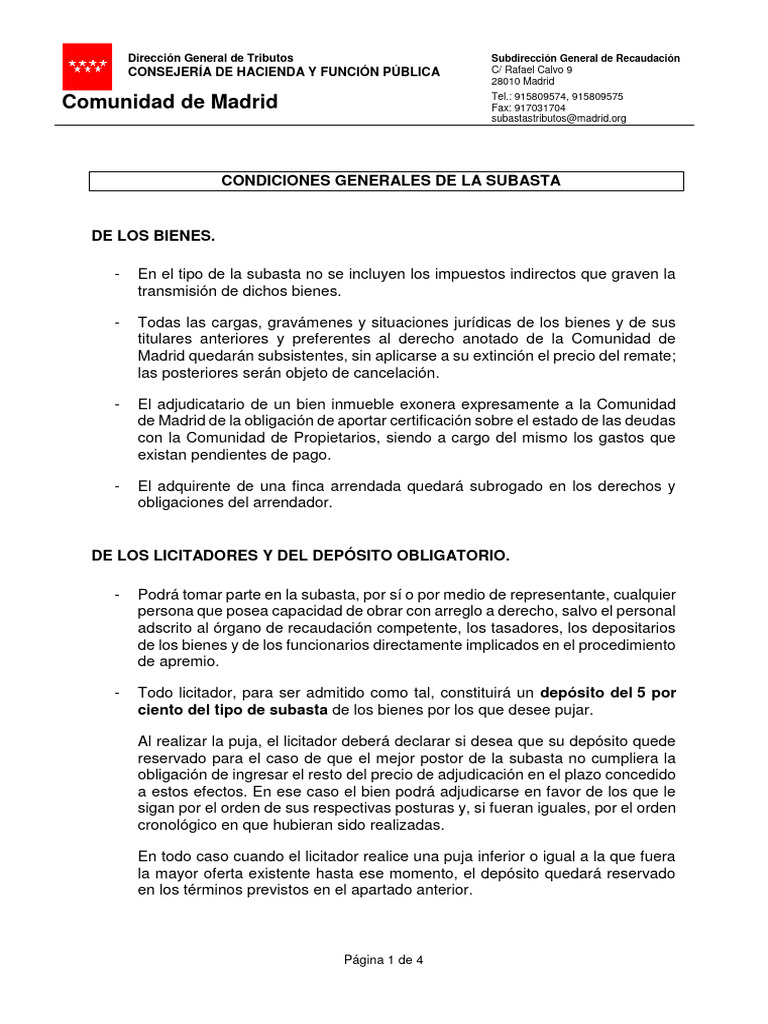 Condiciones Generales | PDF | Subasta