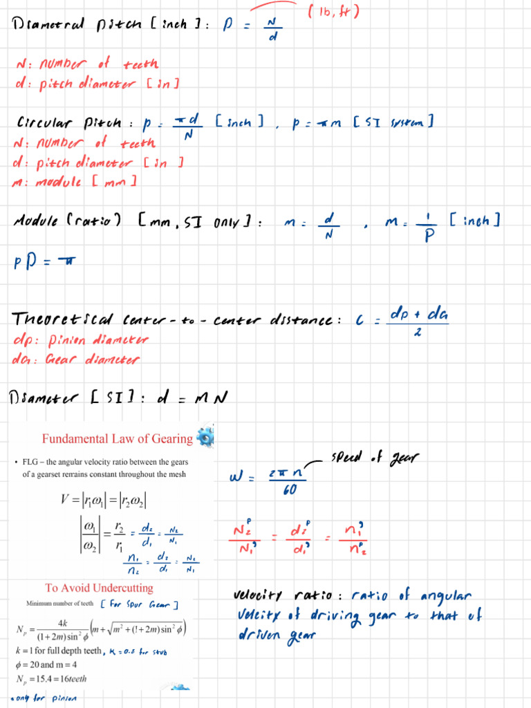 Gear Calculations and Specifications Guide | PDF | Gear | Tools