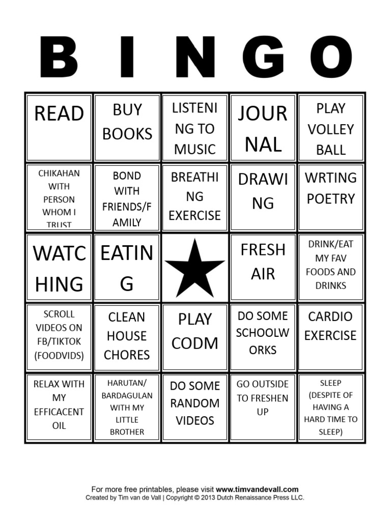 Self Care Bingo | PDF