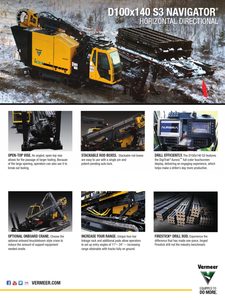 Vermeer d100x140 HDD Spec Sheet Updated 2023 | PDF | Equipment ...