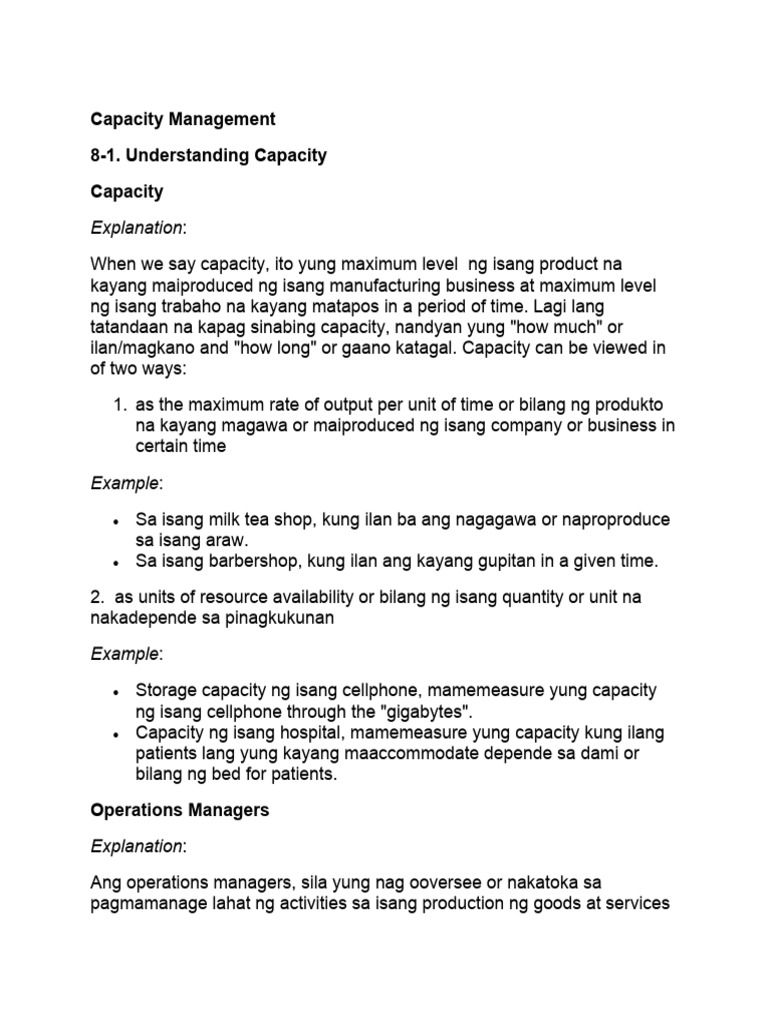 Capacity Management | PDF