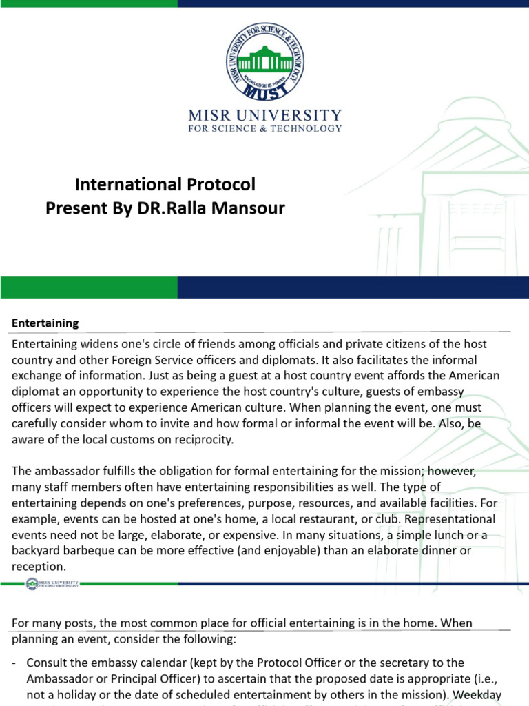 International Protocol Present by DR - Ralla Mansour | PDF