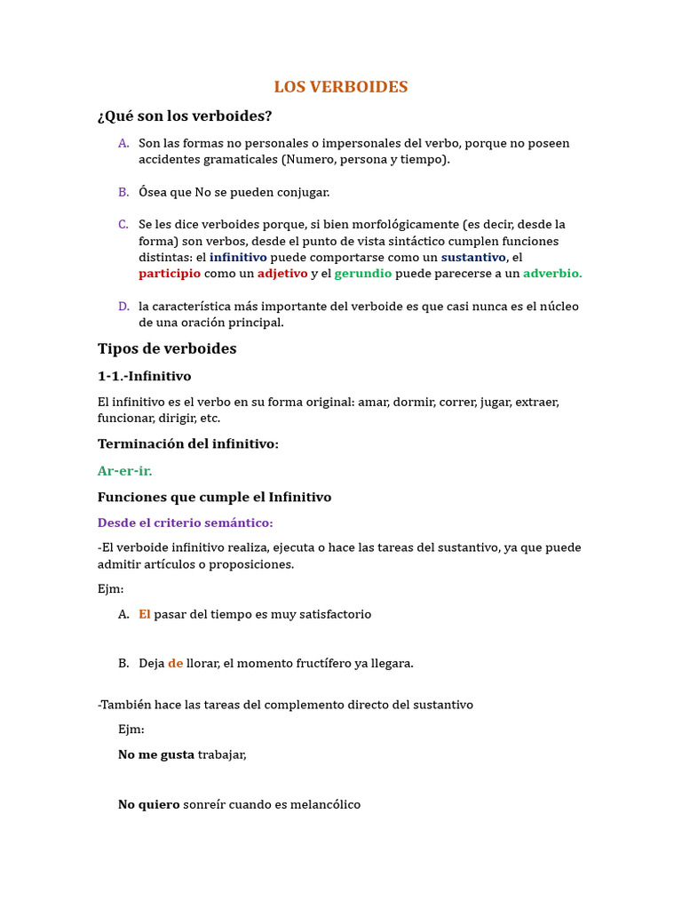 Verboides y Sus Tipos | PDF | Verbo | Sintaxis