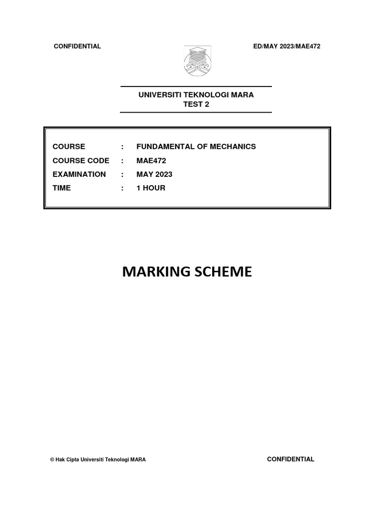 Test 2 - Marking Scheme | PDF