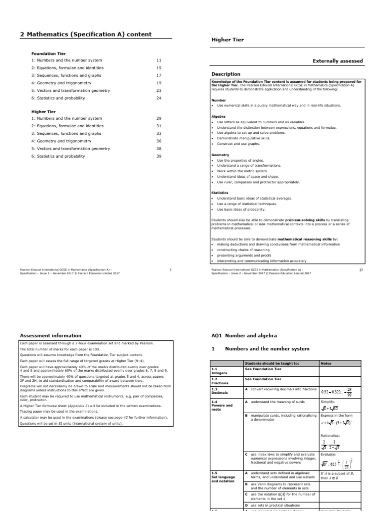 Edexcel IGCSE Maths Specification | PDF | Circle | Euclidean Vector