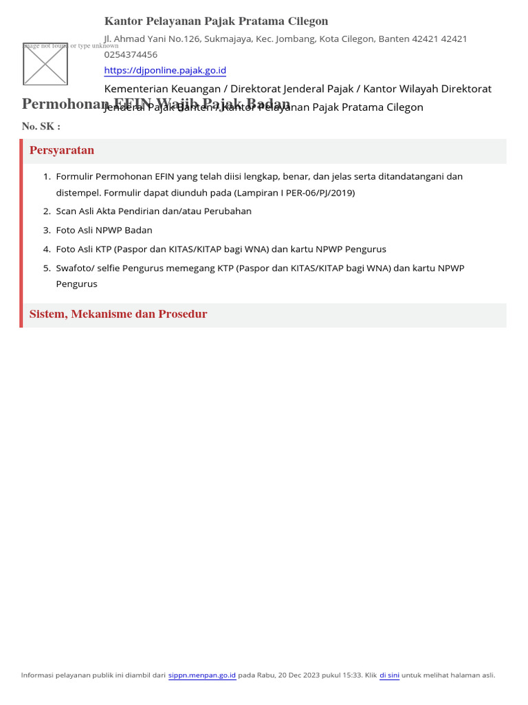 Unduh Standar Pelayanan - Permohonan EFIN Wajib Pajak Badan | PDF Unduh Standar Pelayanan - Permohonan EFIN Wajib Pajak Badan | PDF