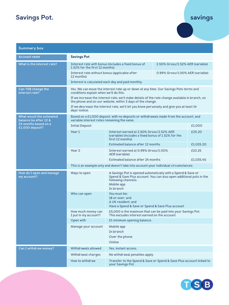 Savings Pot: UK Residents 18+ | PDF | Interest | Taxes