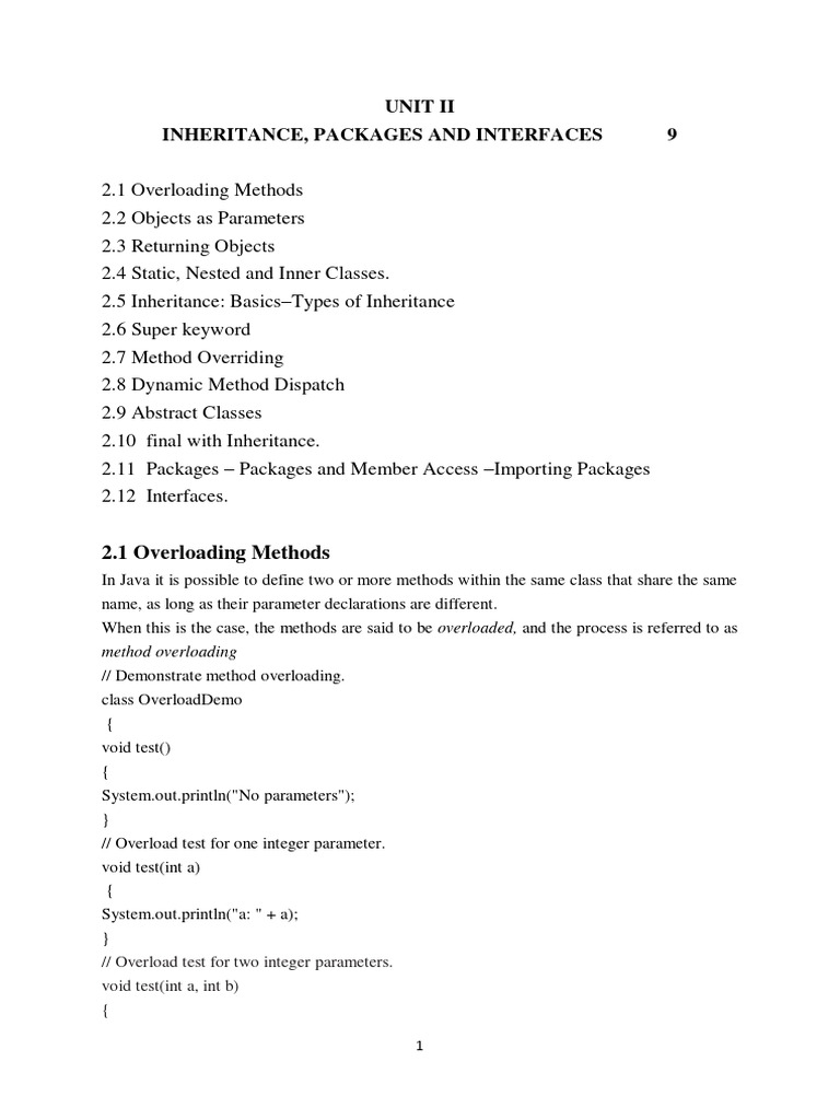Oops Unit Ii Inheritance Pdf Inheritance Object Oriented Programming Class Computer