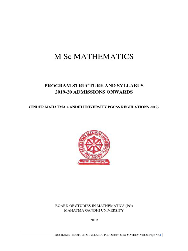 M.Sc. Mathematics Syllabus 2019-20 | PDF | Hilbert Space | Measure ...