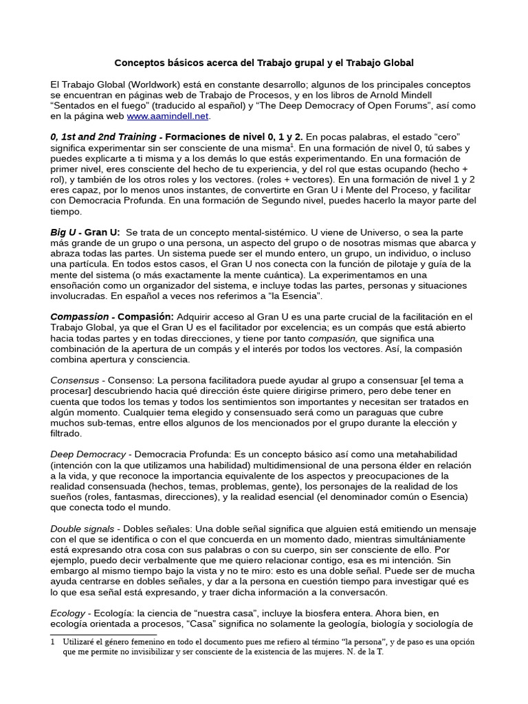 Worldwork Terms Spanish | PDF | Experiencia | Realidad