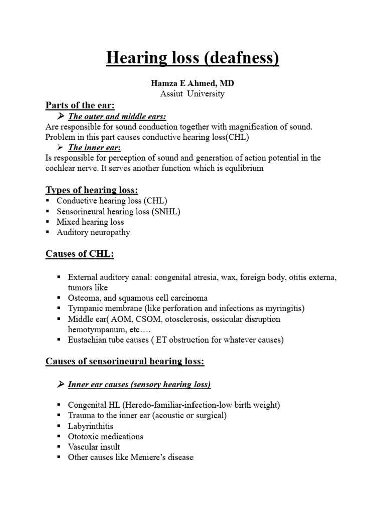 Hearing Loss Lecture | PDF