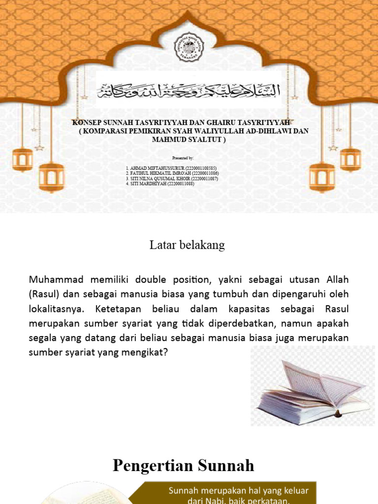Konsep Sunnah Tasyri'Iyyah Dan Ghairu Tasyri'Iyyah (Komparasi Pemikiran ...