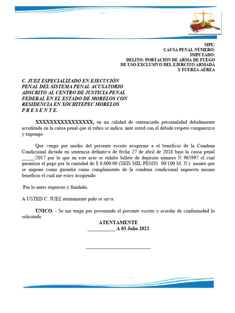 Solicitud de Condena Condicional | PDF