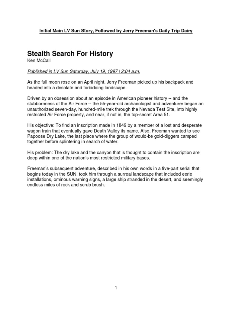 A Search For The Stealth History | PDF