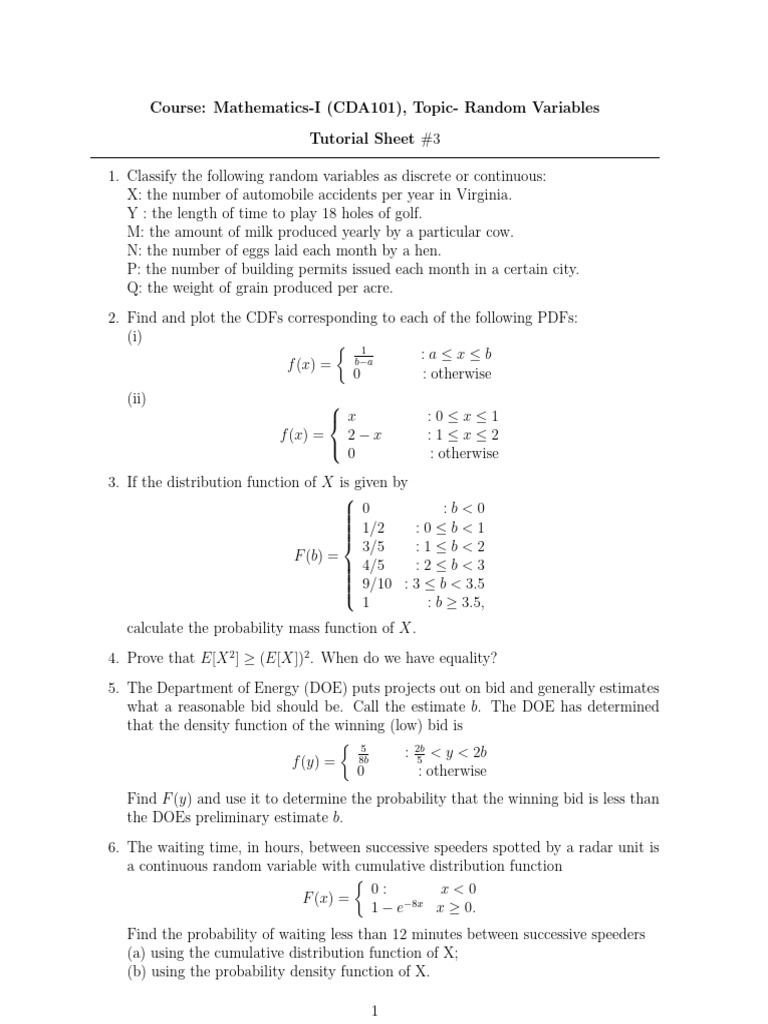 Tutorial 3 | Download Free PDF | Statistical Models | Statistics