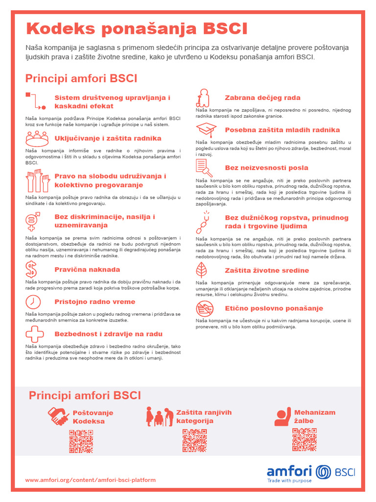 amfori-2022-07-18-BSCI CoC Poster-Serbian-01 | PDF