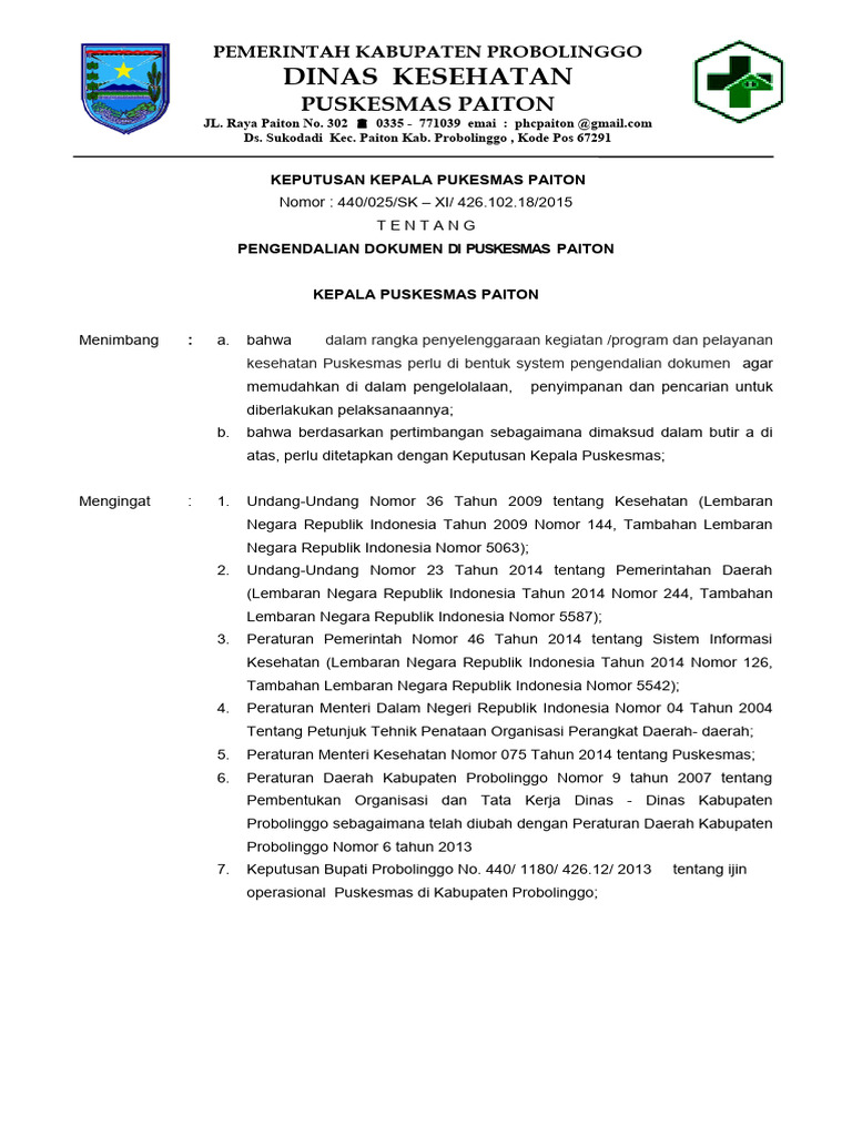 Kpts Pengendalian Dokumen | PDF