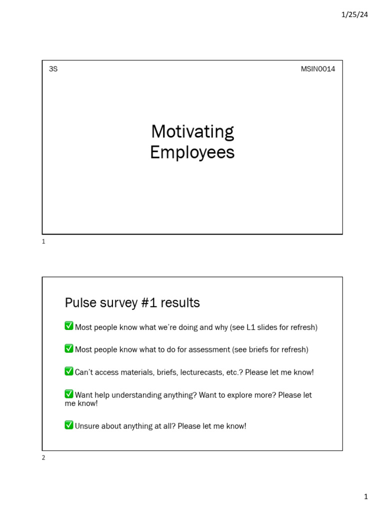 3S - Motivating Employees Lecture Slides | PDF | Motivational | Motivation