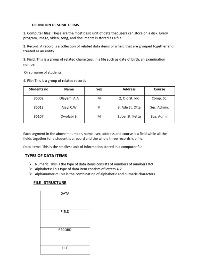 Concepts Of Computer Files Note Pdf Computer File Computer Data 3772