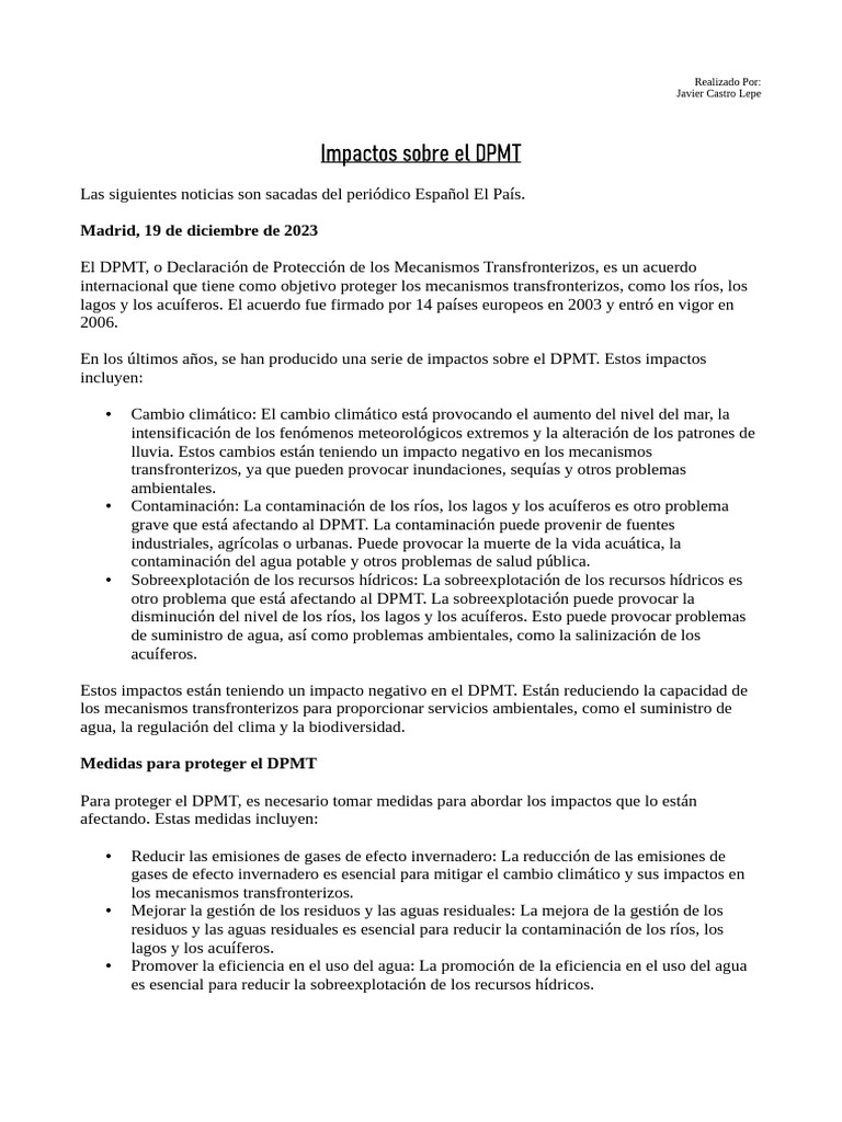 Castro Lepe Javier impactos sobre el DPMT | PDF | Contaminación ...