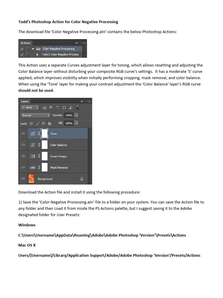 Photoshop Actions For Color Negative Processing | PDF | Adobe Photoshop ...