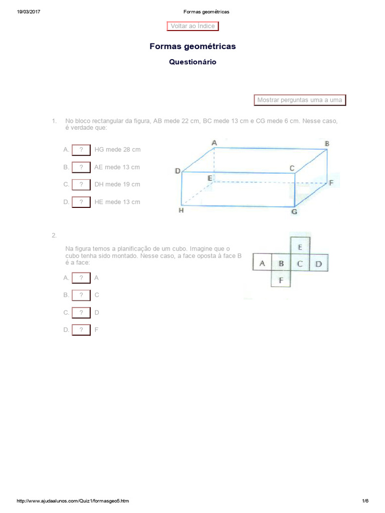 Formas Geométricas 1 | PDF | Geometria Euclidiana | Matemática elementar