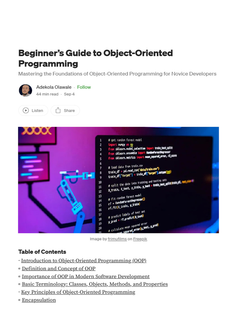 Beginner S Guide To Object Oriented Programming By Adekola Olawale Medium Pdf