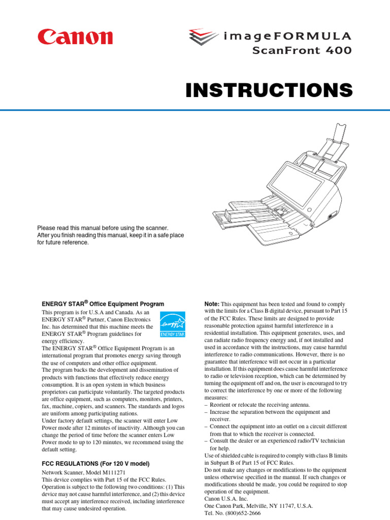 ScanFront 400 Instructions en | PDF | Image Scanner | Electromagnetic ...